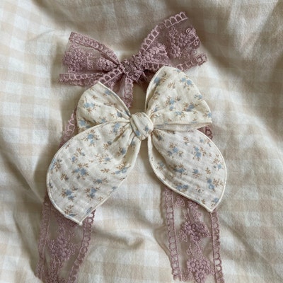 Tan Schoolgirl Bow Set, Hair Bow, Pigtail Set, Mustard Hair Bows, Hair ...