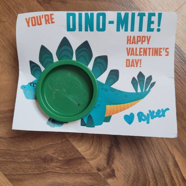 You're Dino-mite Dinosaur Play Doh Favor Card Printable, Valentine's ...