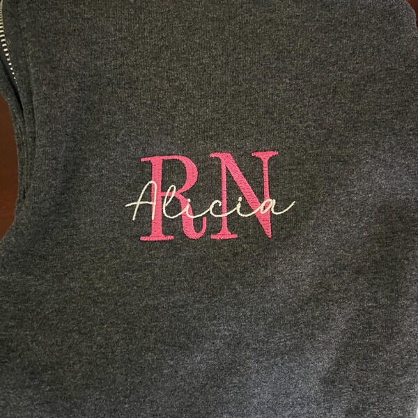 Custom Embroidered Registered Nurse Quarter Zip With Credential Acronym ...