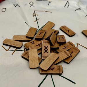 Wooden Runic Set, 25 Pcs With Velvet Pouch Wood Runes Elder Futhark - Etsy