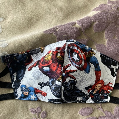 Face Mask, Marvel Avengers Superhero, Adult Kids, Reversible 2 Layer ...