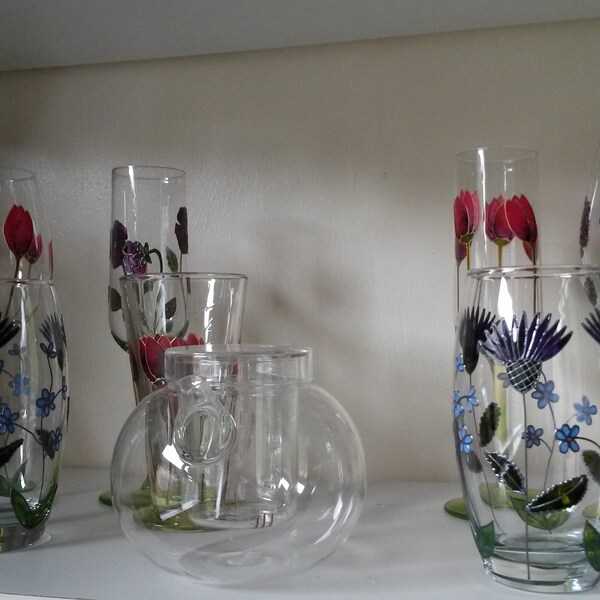 Glass Suncatcher With Botanical Poppy Design Hand Painted Glass Wall ...