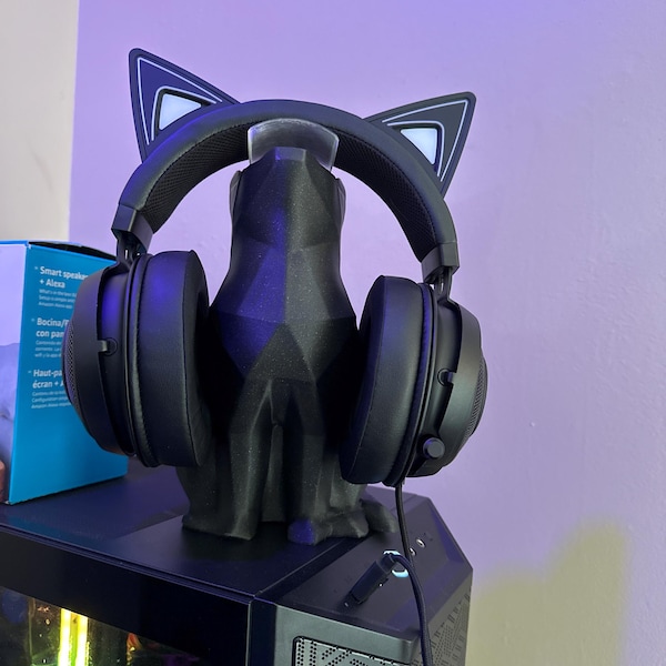 Cute Cat Headphone Stand - Cat Headset Holder - Kawaii Desk Decor - Cat ...