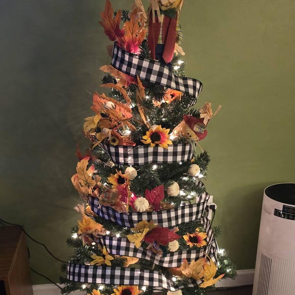 Fall Artificial Tree With Leaves and Scarecrows- Autumn Leave Tree - Etsy