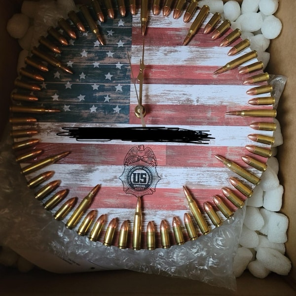 Original Patriotic Flag & Bullet Clock. the Ultimate Veteran Gift and ...