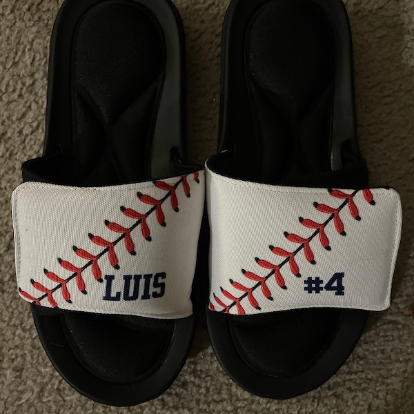 Custom Baseball Slides Flip Flops Sandals - Custom Baseball Sandals ...