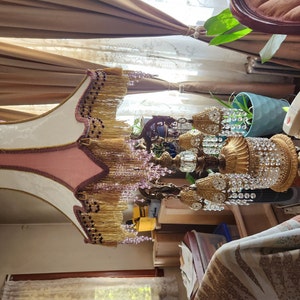 French Victorian Gold Toile Lotus Shade With Bead Fringe - Etsy