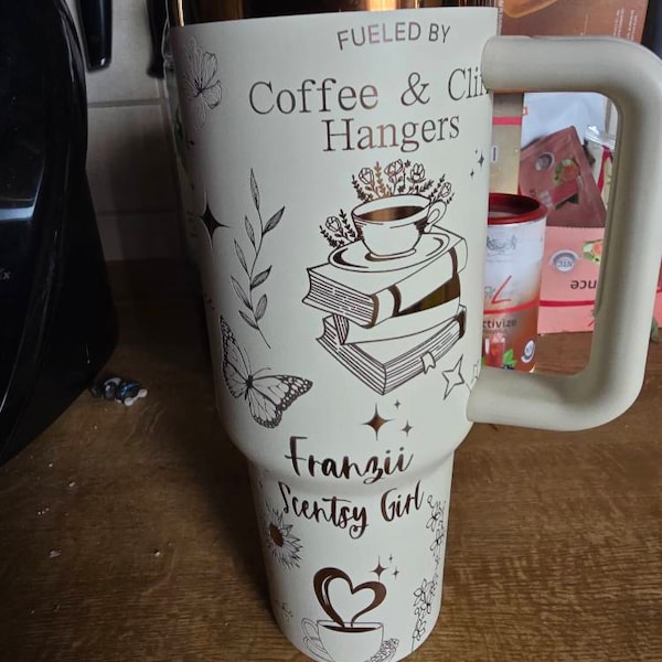 Books and Coffee Engraved Cup - I'm All Booked Custom Engraved Cup ...