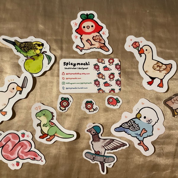 Dancing Birds Sticker Set Pack: Cockatiel, Budgie, Lovebird / Cute Bird ...