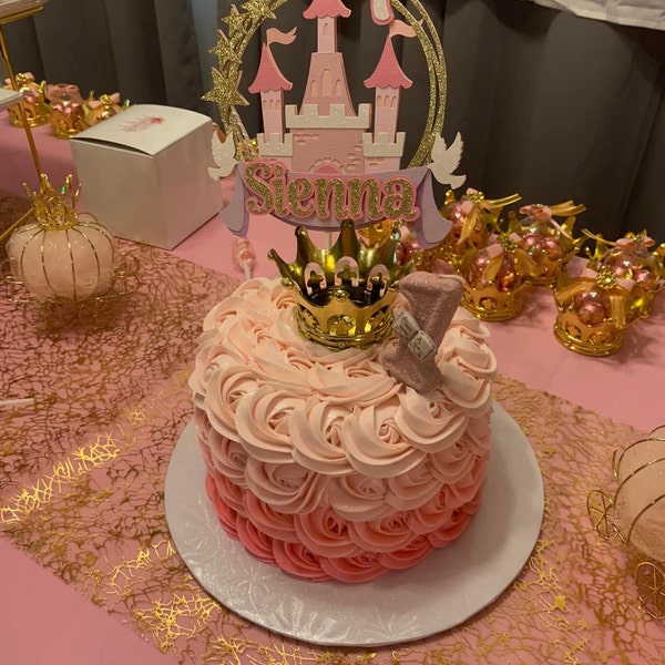 Princess Castle Cake Topper | Personalized Birthday Party Decor | Pink ...