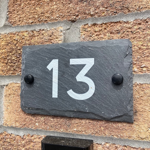 House Numbers, Rustic Slate House Number, Slate Gate Sign Engraved ...