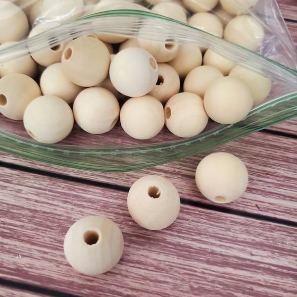 Wooden Beads,100pcs 18mm Unfinished Wood,natural Round Wood Beads ...