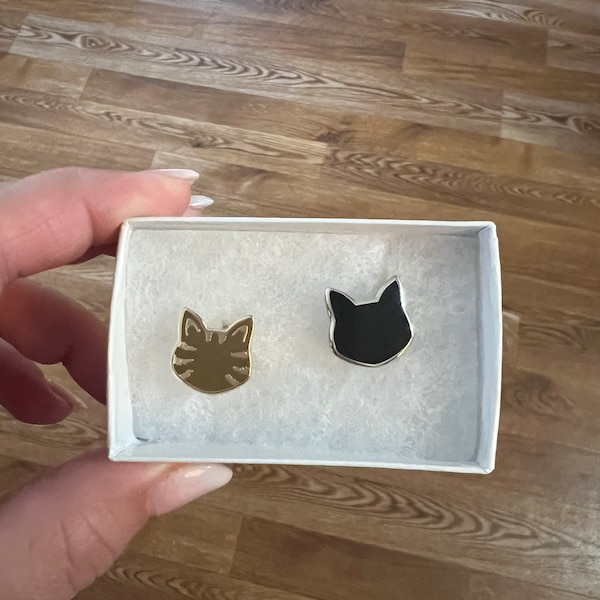Black Cat Cufflinks - Gold Enamel - Perfect Gift for Cat Lovers - Best ...