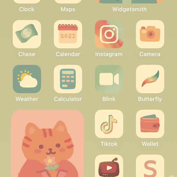 Cute Retro Hand Drawn Ios & Android App Icons | Home Screen Set ...