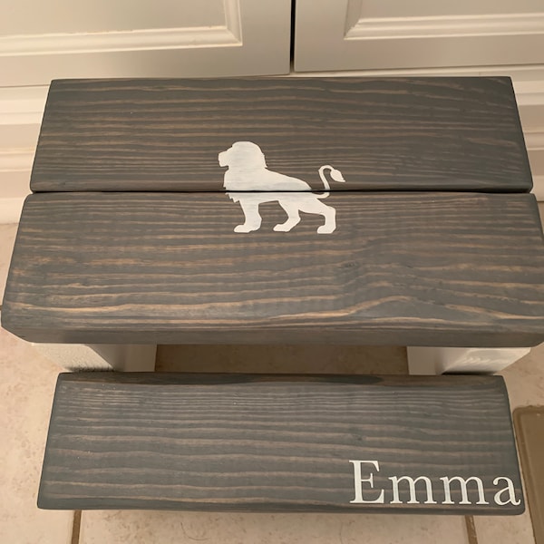 Personalized Rustic Kids Step Stool With Graphic - Etsy