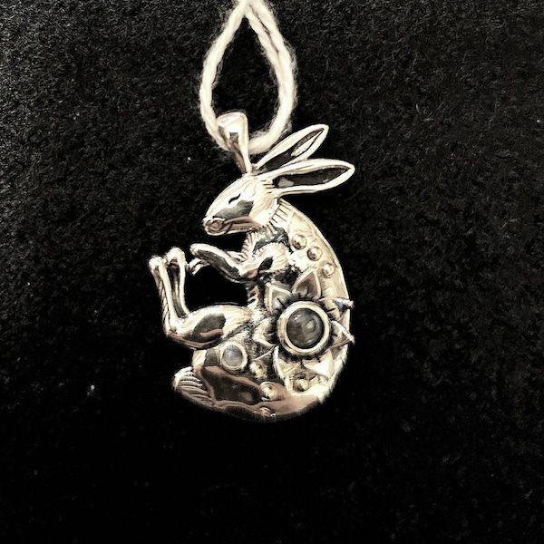 925 Sterling Silver Bunny Pendant - Natural Moonstone Jewelry - Gift ...