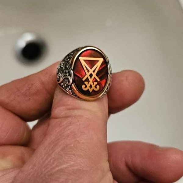 Unique Mens Sigil of Lucifer Ring, Occult Baphomet Jewelry, Satanic ...