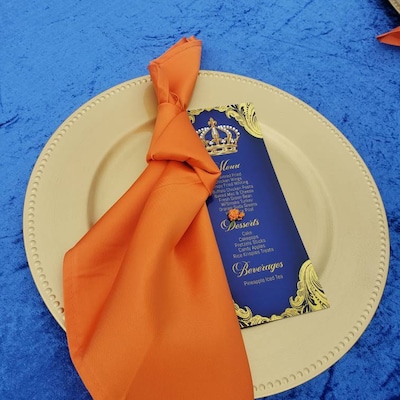 Royal Blue Gold Prince Menu Blue Gold Baby Shower Menu Prince Menu ...
