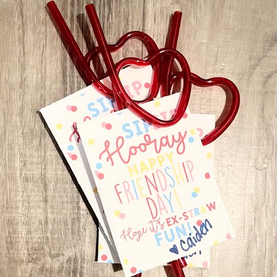 Friendship Day Printable Tag Silly Straw Friendship - Etsy