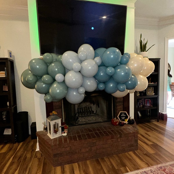 Misty Meadow Balloon Garland Kit / Dusty Blue Balloon Arch, First ...