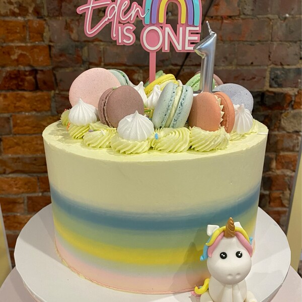 Personalised Rainbow Birthday Acrylic Cake Topper - Etsy