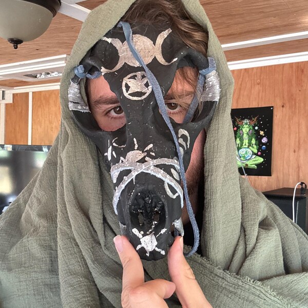 Wearable Shamanic Raven Skull Mask Handcrafted Ogham Writings, Runes ...