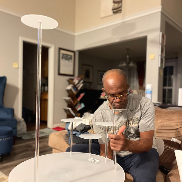 29" Tall 12-arm Tiered Clear Acrylic Dessert Display Stand, Multi-layer ...