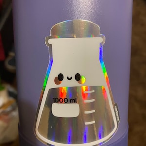Holographic Beaker Sticker, Cute Chemistry Flask, Biology, Lab Tech ...