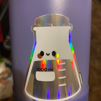 Holographic Beaker Sticker, Cute Chemistry Flask, Biology, Lab Tech ...