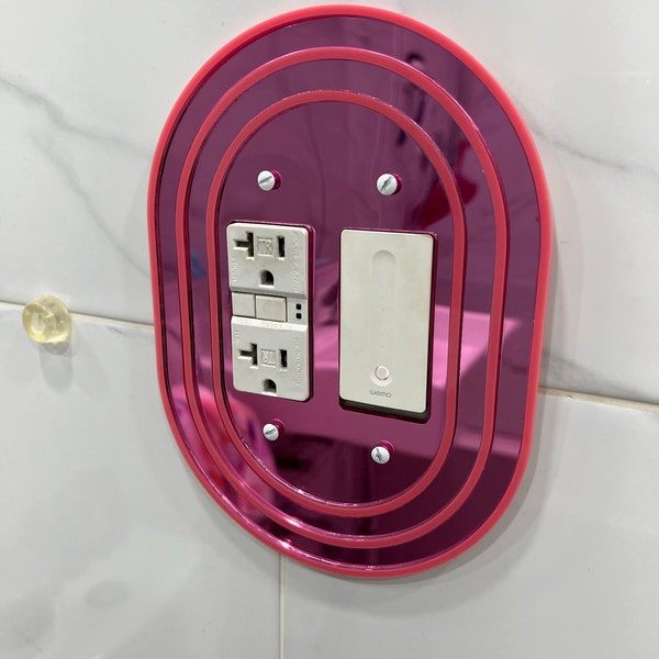 Pink Mirror and Pink Art Deco Light Switch Cover / Light Switch Covers ...