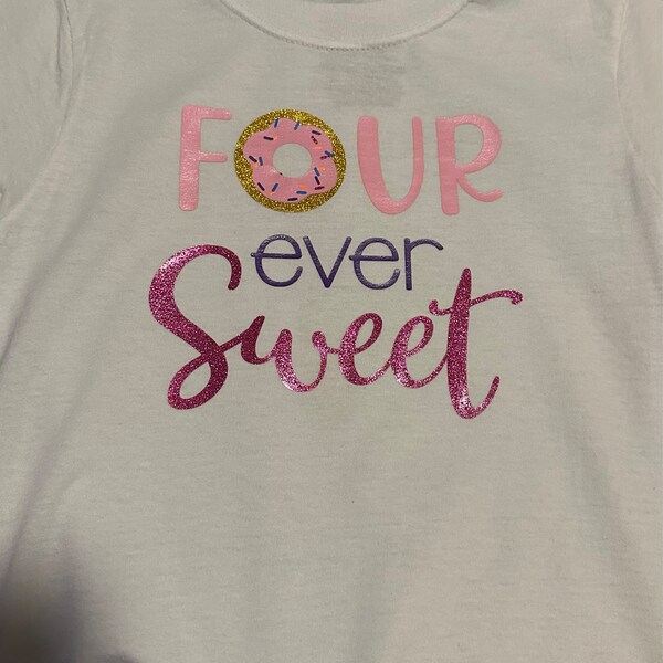 Donut SVG, FOUR Ever Sweet Girl SVG, 4th Birthday, Cutting File for ...