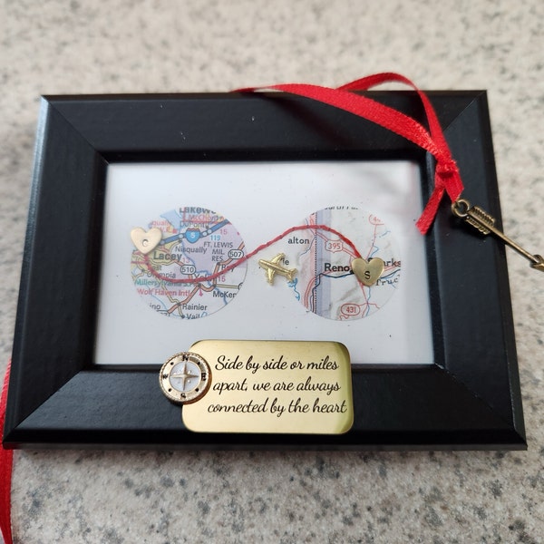 Long Distance Gift, Two Maps in One, Custom Map Gift, Maps in Frame ...