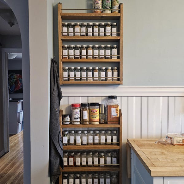 18" Wide Classy Brass or Stainless Steel Rod Spice Rack | 1-8 Shelf ...