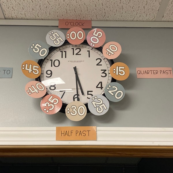 BOHO RAINBOW Clock Numbers | Neutral Rainbow Classroom Decor - Etsy