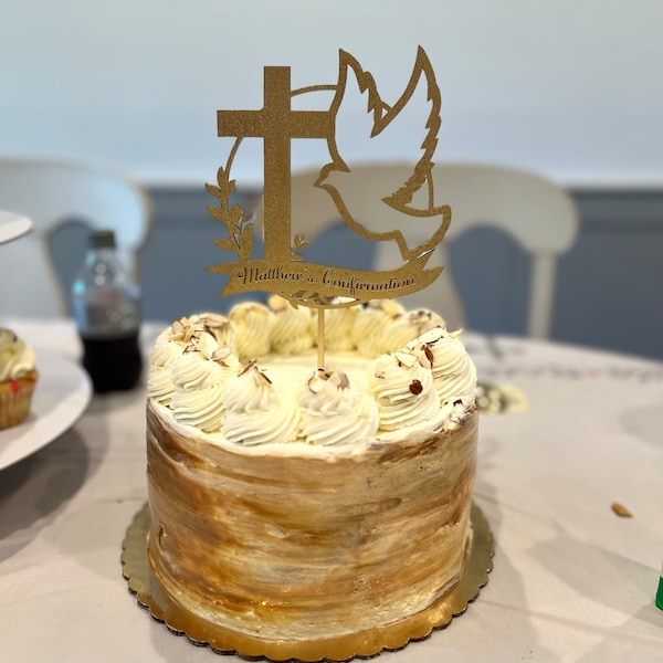 Personalized Confirmation Cake Topper. Dove & Cross, Religious Decor - Etsy