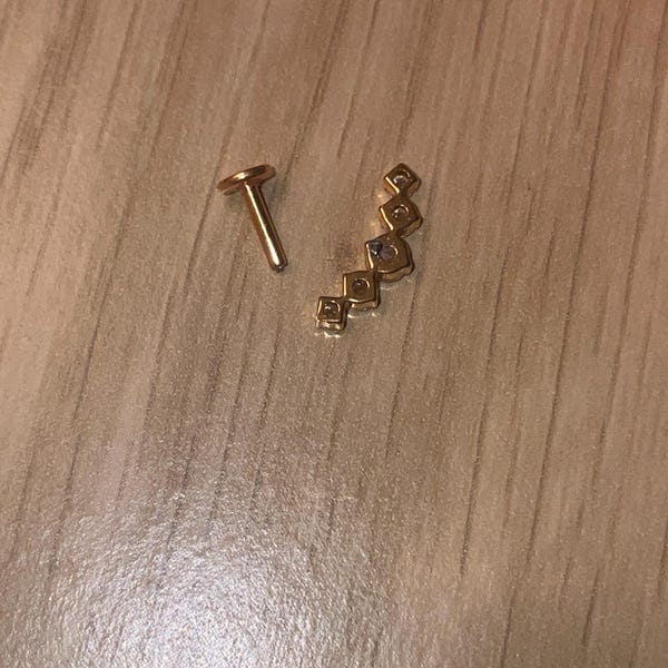 14K Solid Gold Threadless Zodiac Sign Tops/push-in Labret/12 ...