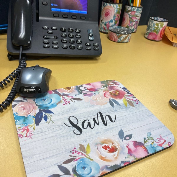 Custom Mousepad Floral Mousepad Monogram Mouse Pad Office Decor ...