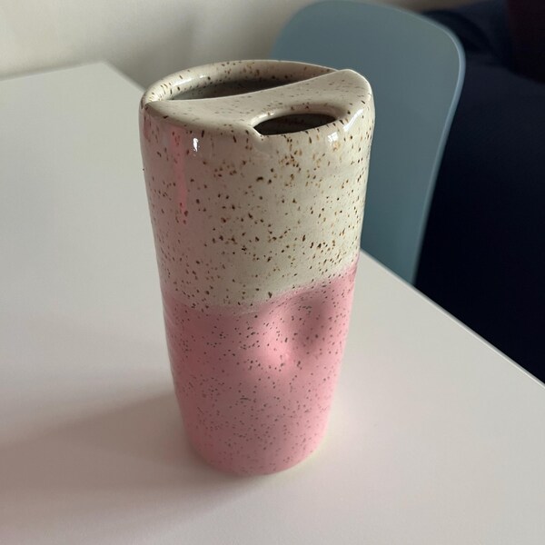 Red Clay Ceramic Travel Tumbler Beige Pottery Mug Artisan Rustic Coffee ...