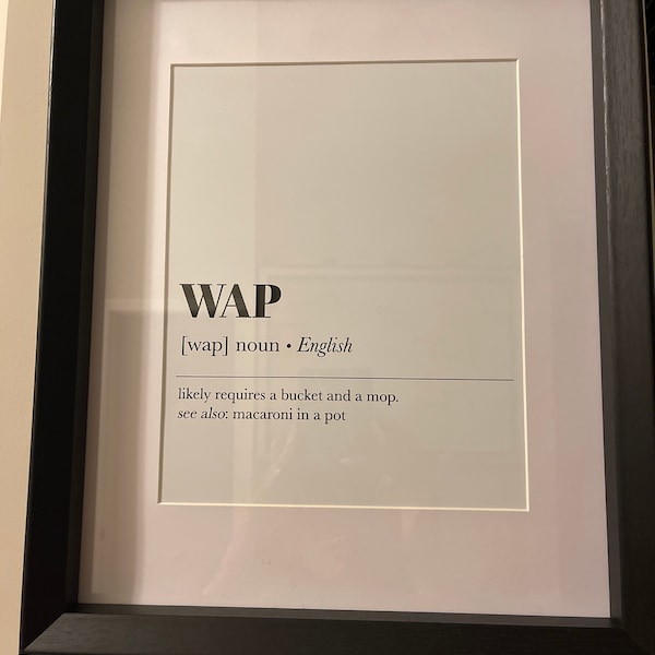 Wap Definition Print Wap Art Print Funny Home Decor Dorm Room Gift Wap ...