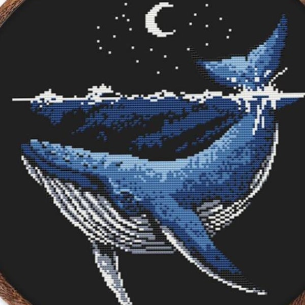 Whale Decor Cross Stitch Pattern PDF - Sea Ocean Modern Embroidery ...