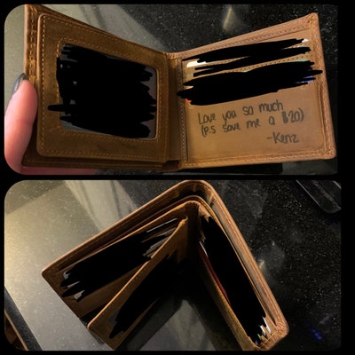 Handwriting Men's Wallet, Engraved Memorial Signature Wallet, Groomsmen ...