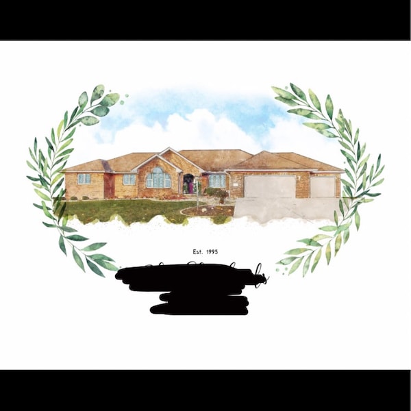 Custom House Drawing, House Illustration, Watercolor House Painting ...