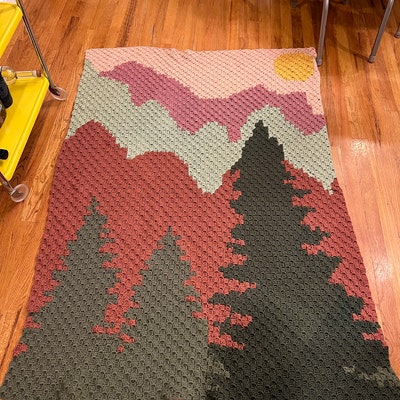 Boho Mountain C2C Crochet Throw Blanket Pattern - Etsy