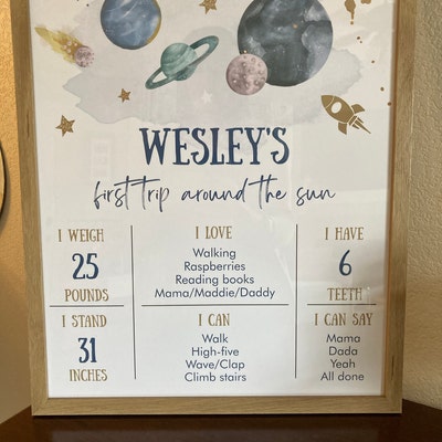 Editable Outer Space Birthday Milestones Sign First Trip Around the Sun ...