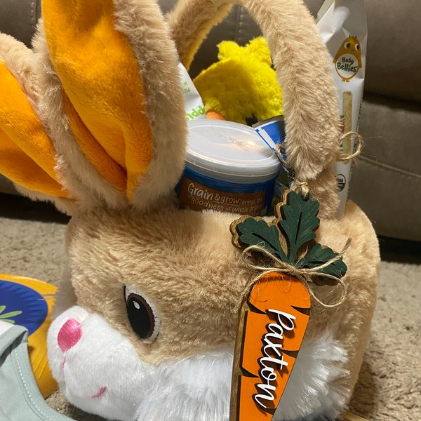 Personalized Carrot Easter Basket Tag | Laser Cut Birch & MDF - Etsy