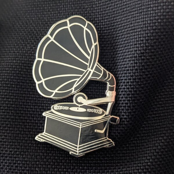 Phonograph Pin - Enamel Pin- Retro Music Pin - Lapel Pin - Gramophone ...