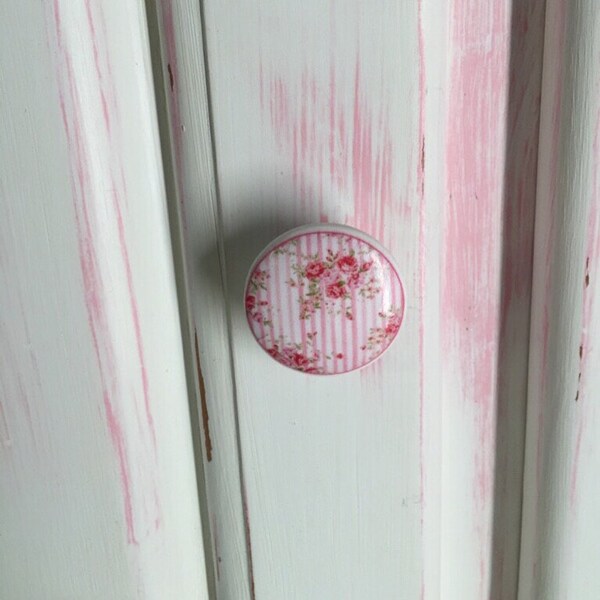 Set of 12, Shabby Pink Rose Knobs, Vintage Rose Knobs, Cottage Knobs ...