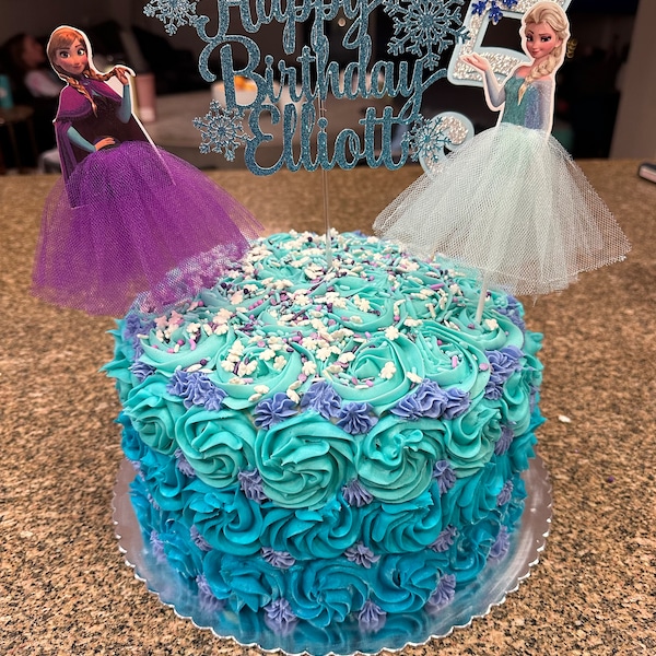 8pc Elsa and Ana Frozen Caketopper Princess, for Cupcakes, Cute Decor ...