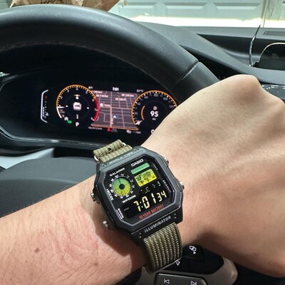 Casio Watch Modified Custom Casio Mod Vintage Stealth Black Digital ...