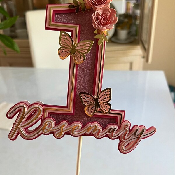 3D Floral Butterfly Number Birthday Cake Topper - Etsy
